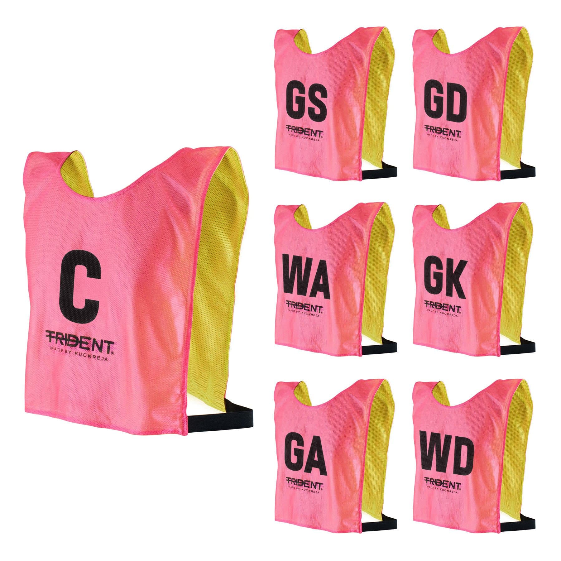 Trident Reversible Netball Bibs Set – Pink/Yellow (Senior) - Skoolah